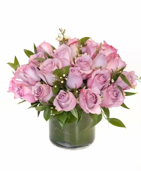 Purple Roses in low cylinder — Pike Place Flowers